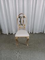 China WENDING Gold Oval Cutout-Back Cabriole Dining Chair – Luxury Wedding Banquet Chair for sale