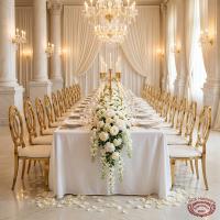 China WENDING Gold Oval Cutout-Back Cabriole Dining Chair – Luxury Wedding Banquet Chair for sale