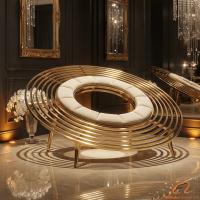 China WENDING Concentric Ring Saturn Sofa – Art Installation Luxury Hotel Round Seating for sale