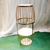 China WENDING Gold Birdcage Double-Tier Gourd Wedding Display Stand – Cake & Floral Centrepiece for sale