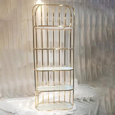 China WENDING Gold Capsule 4-Tier Wedding Wine & Champagne Display Rack – Luxury Event Shelf for sale