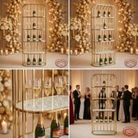 China WENDING Gold Capsule 4-Tier Wedding Wine & Champagne Display Rack – Luxury Event Shelf for sale
