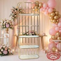 China WENDING Gold Capsule 4-Tier Wedding Wine & Champagne Display Rack – Luxury Event Shelf for sale
