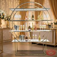China WENDING Gold Circle Ring 4-Tier White Shelf Wedding Display Rack – Full Moon Event Stand for sale