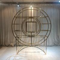 China WENDING Gold Concentric Circle Geometric Wedding Display Rack – Art Deco Ring Frame Stand for sale
