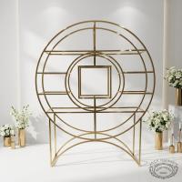 China WENDING Gold Concentric Circle Geometric Wedding Display Rack – Art Deco Ring Frame Stand for sale