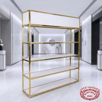 China WENDING Gold Frame White 4-Tier Wedding Display Rack – Lightbox Top Panel Event Shelf for sale