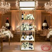 China WENDING Gold Frame White 5-Tier Wedding Display Shelf – Modern Light Luxury Event Rack for sale