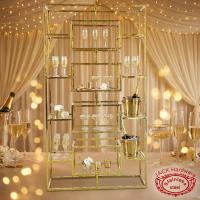 China WENDING Gold Staggered Tetris Multi-Shelf Wedding Display Rack – Asymmetric Event Stand for sale