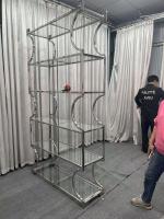 China WENDING Silver 7-8 Tier Glass Shelf Wedding Display Rack – S-Curve Crescent Side Stand for sale