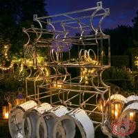 China WENDING Silver Arch Backdrop Frame with Circle Rings – Wedding Ceremony Display Stand for sale