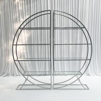 China WENDING Silver Circular 4-Tier Glass Wedding Display Rack – Premium Wine & Dessert Stand for sale