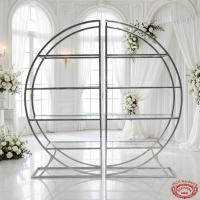 China WENDING Silver Circular 4-Tier Glass Wedding Display Rack – Premium Wine & Dessert Stand for sale