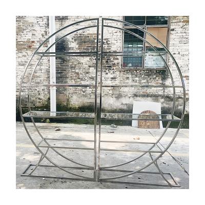 China WENDING Silver Circular Wedding Wine Display Rack – Double-Half Round Dessert Shelf for sale