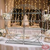 China WENDING Silver Circular Wedding Wine Display Rack – Double-Half Round Dessert Shelf for sale