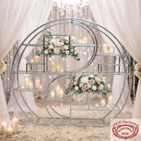 China WENDING Silver Double-Ring Moon Gate Wedding Display Rack – Circle Frame Shelf Stand for sale