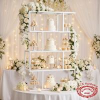 China WENDING White Multi-Tier Rectangular Wedding Display Shelf – 4-5 Layer Event Stand for sale