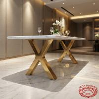 China WENDING Gold A-Leg Outward-Flare Dining Table – Modern Hotel Banquet Table for sale