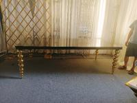 China WENDING Gold Ball-Node Column Leg Black Mirror Dining Table – Opulent Banquet Table for sale