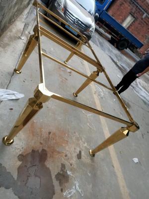 China WENDING Gold Geometric-Node Angled-Leg Dining Table – Splayed Faceted Joint Hotel Table for sale