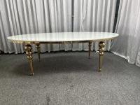 China WENDING Gold Marble-Top Rectangular Dining Table – Modern Hotel Banquet Table for sale