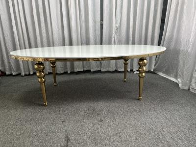 China WENDING Gold Marble-Top Rectangular Dining Table – Modern Hotel Banquet Table for sale