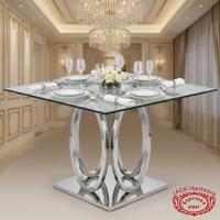 China WENDING Silver Intersecting Oval-Ring Sculptural Column Dining Table – Art Hotel Table for sale
