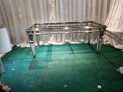 China WENDING Silver Mirror Circular-Ring Skirt Dining Table – Full-Mirror Leg Hotel Table for sale