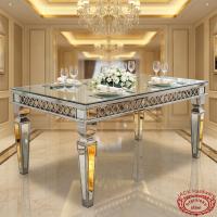 China WENDING Silver Mirror Circular-Ring Skirt Dining Table – Full-Mirror Leg Hotel Table for sale