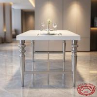 China WENDING Silver Tapering Turned-Leg White Dining Table – European Hotel Banquet Table for sale