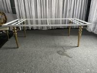China WENDING White Frame Gold Drum-Node Leg Dining Table – European Classical Hotel Table for sale