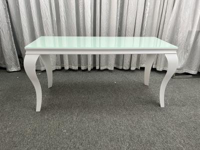 China WENDING White S-Curved Cabriole Leg Green Glass Dining Table – French Louis XV Style for sale