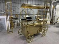 China Gold Stainless Steel Wedding Candy Cart – Luxury Dessert Display Trolley for sale