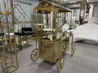 China Gold Stainless Steel Wedding Candy Cart – Luxury Dessert Display Trolley for sale