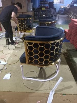 China WENDING Black & Gold Hexagonal Honeycomb Barrel Armchair – Luxury Hotel VIP Chair for sale