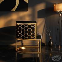 China WENDING Black & Gold Hexagonal Honeycomb Barrel Armchair – Luxury Hotel VIP Chair for sale