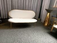 China WENDING Cream Oval Arc-Back Bouclé Double Sofa – Nordic Luxury Hotel Wedding Loveseat for sale