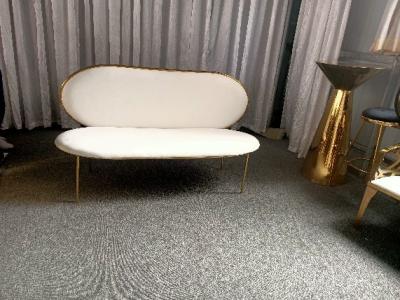 China WENDING Cream Oval Arc-Back Bouclé Double Sofa – Nordic Luxury Hotel Wedding Loveseat for sale