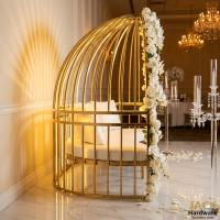 China WENDING Gold Arch Birdcage Double Loveseat – Wedding Bride & Groom Sweetheart Sofa for sale