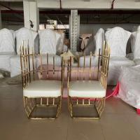 China WENDING Gold Tube Crown High-Back Throne Chair Pair – Modern Art Wedding Sweetheart Seats for sale