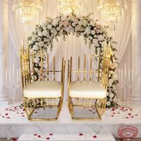 China WENDING Gold Tube Crown High-Back Throne Chair Pair – Modern Art Wedding Sweetheart Seats for sale