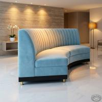 China WENDING Ice Blue Velvet Semi-Circular Arc Sectional Sofa – Luxury Hotel Event Banquet Sofa for sale