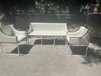 China WENDING Ivory White 3-Piece Sofa Set – Gold Frame Modern Luxury Hotel Living Suite for sale