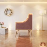 China WENDING Pink Mauve Three-Seat Settee – Gold Trim Box-Style Wedding Reception Sofa for sale