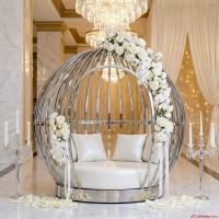 China WENDING Silver Spherical Birdcage Single Sofa – Art Installation Wedding Photo Zone Chair for sale