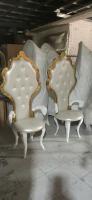 China WENDING White & Gold Baroque Tufted Throne Chair Pair – European Royal Wedding Sweetheart Seats for sale