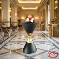 China WENDING Dark Grey & Gold Sphere Node Hourglass Cocktail Table – Premium Hotel Event Stand for sale