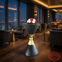 China WENDING Dark Grey & Gold Sphere Node Hourglass Cocktail Table – Premium Hotel Event Stand for sale