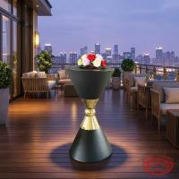 China WENDING Dark Grey & Gold Sphere Node Hourglass Cocktail Table – Premium Hotel Event Stand for sale
