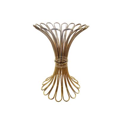 China WENDING Gold Flower Bundle Arc Rod Sculptural Bar Table Base – Wheat Sheaf Pedestal Stand for sale